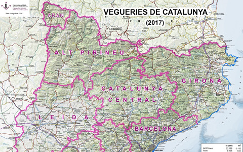 El Servei de Cartografia elabora el mapa de vegueries 2017